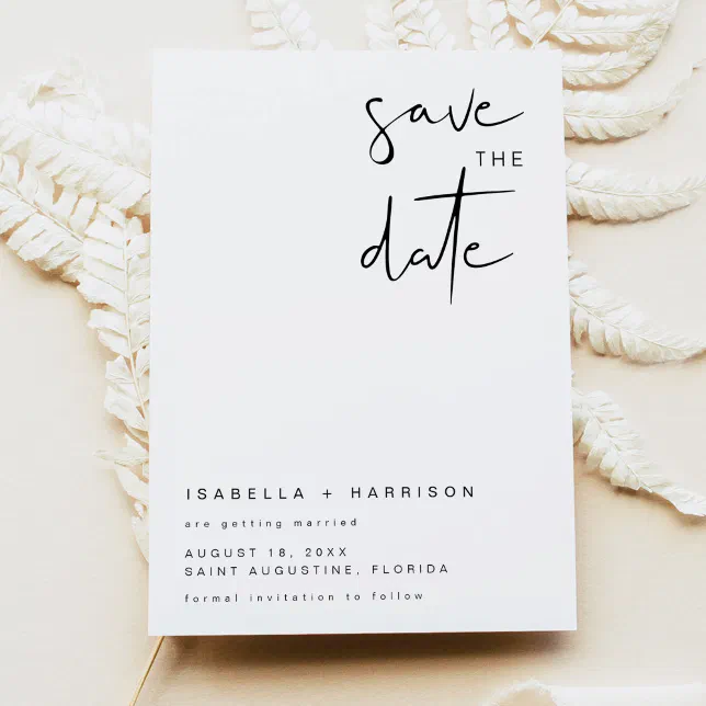 Edgy Modern Minimalist Simple Save the Date Invitation | Zazzle