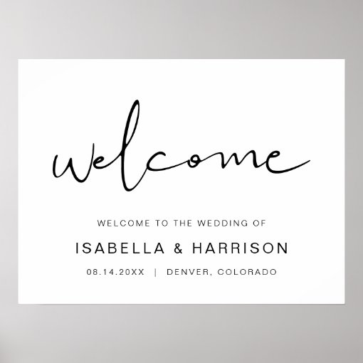 Edgy Modern Minimalist Simple Wedding Welcome Poster | Zazzle