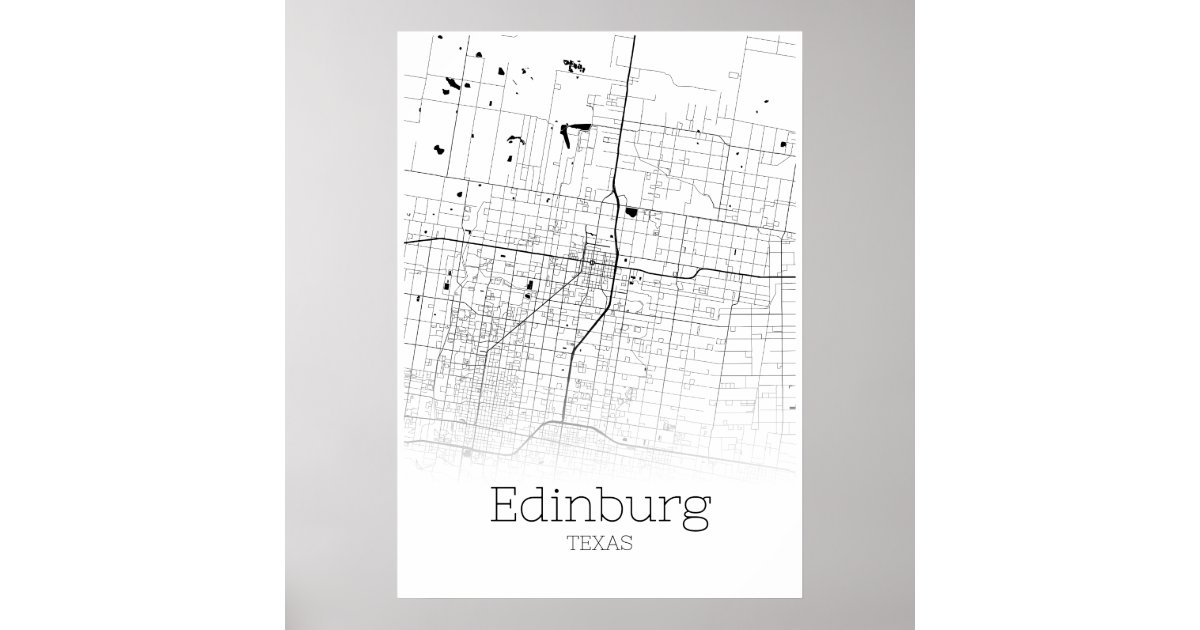 Edinburg Map - Texas - City Map Poster | Zazzle
