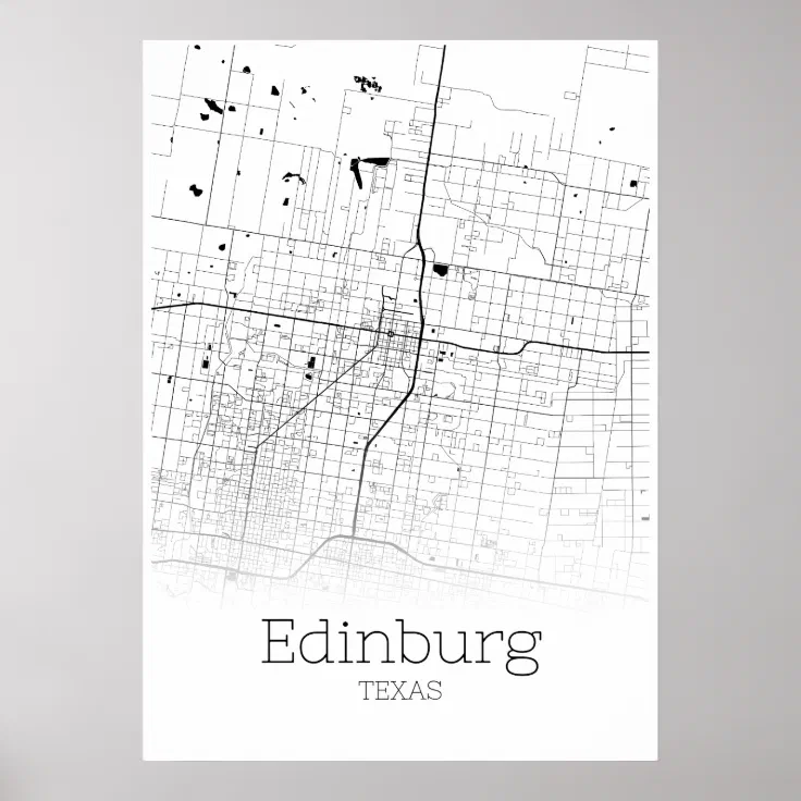 Edinburg Map - Texas - City Map Poster | Zazzle