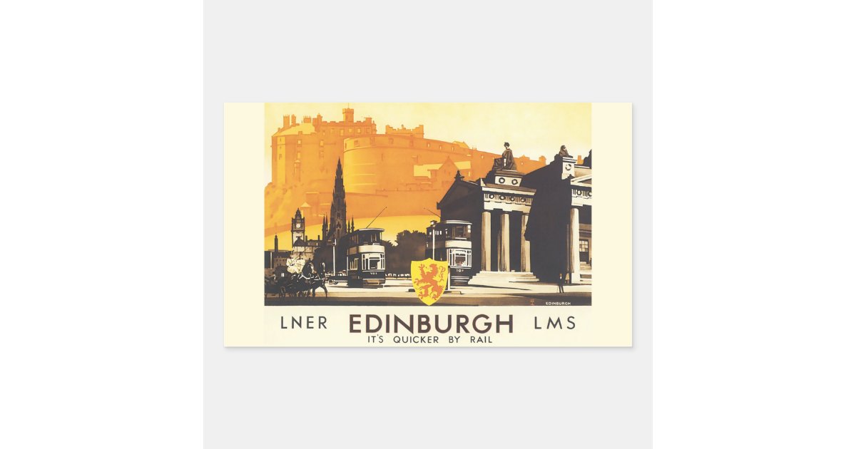 Edinburgh LNER Fine Vintage Travel Poster Rectangular Sticker | Zazzle