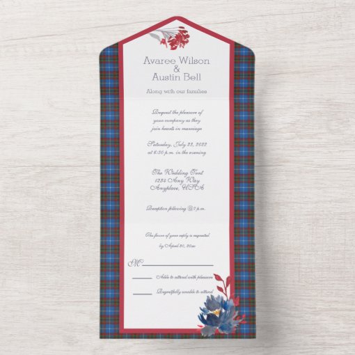 Edinburgh Original Scottish Tartan All In One Invitation | Zazzle