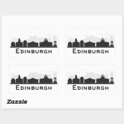 Edinburgh Scotland | Black and White Skyline Rectangular Sticker | Zazzle