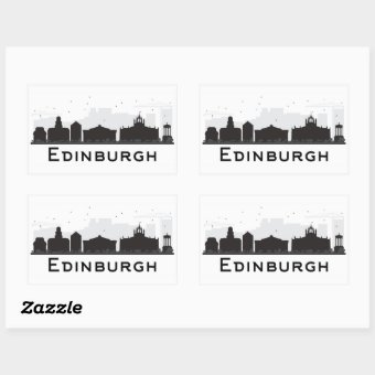 Edinburgh Scotland | Black and White Skyline Rectangular Sticker | Zazzle