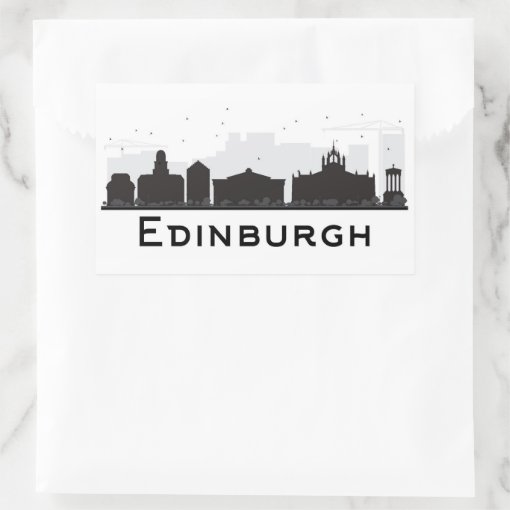 Edinburgh Scotland | Black and White Skyline Rectangular Sticker | Zazzle