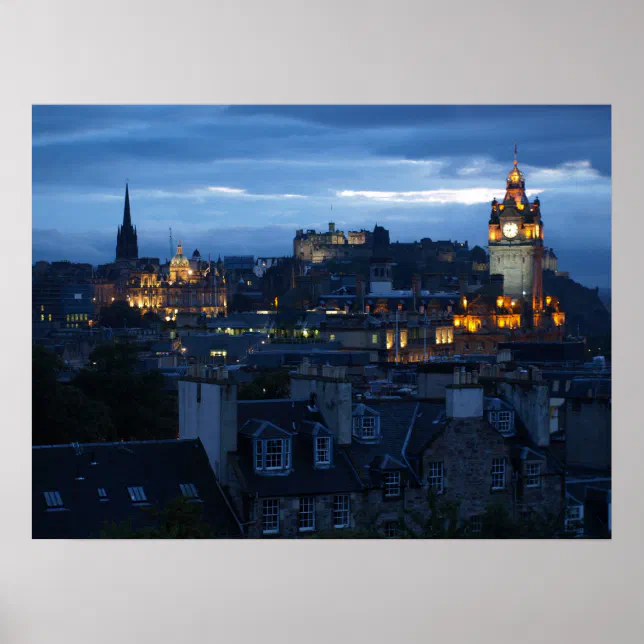 Edinburgh Skyline at dusk Poster | Zazzle