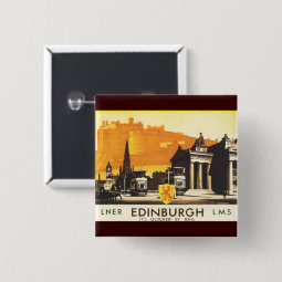 Edinburgh via LNER Rail Poster Pinback Button | Zazzle