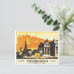 Edinburgh Vintage Travel Poster Postcard | Zazzle