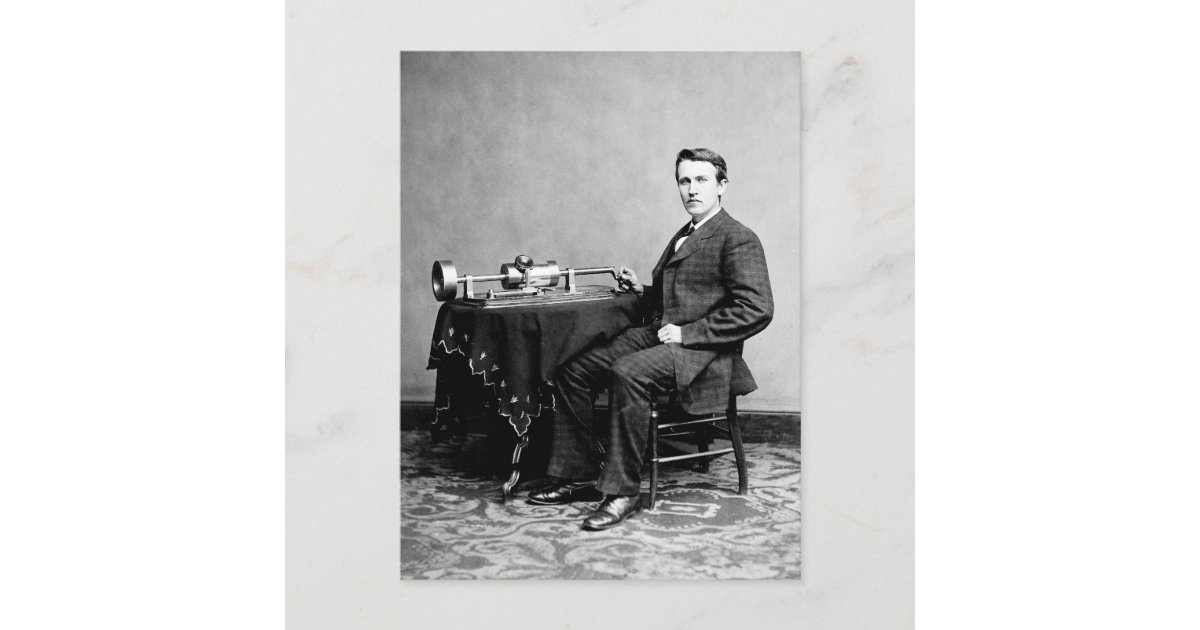 Edison and His Phonograph 1887 Postcard | Zazzle