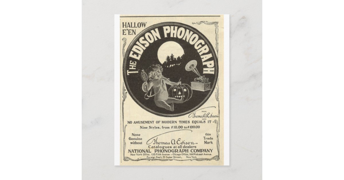 Edison phonograph postcard | Zazzle