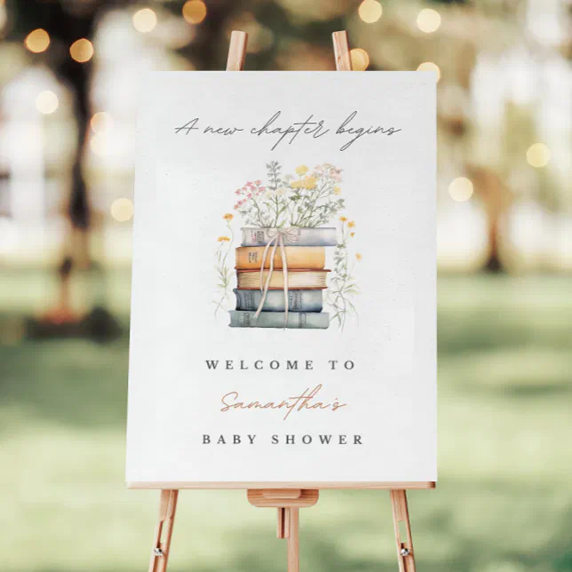 Edit A New Chapter Begins Baby Shower Welcome Sign | Zazzle