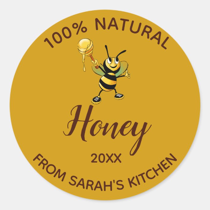 Editable 100% Natural Honey Classic Round Sticker | Zazzle.com