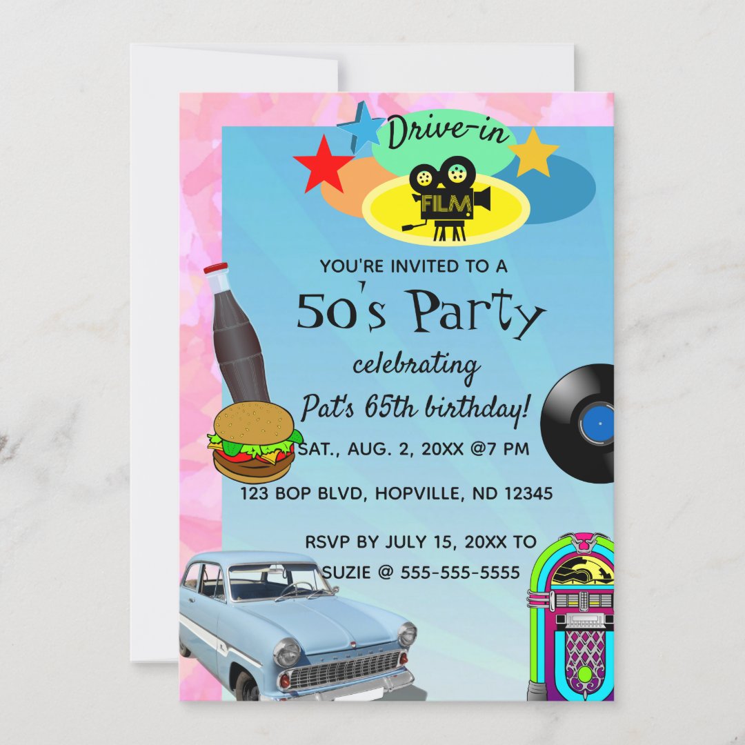 Editable 1950s Birthday Party Invitation | Zazzle