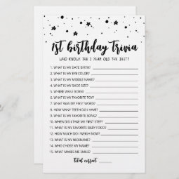 Editable 1st Birthday trivia Birthday party game | Zazzle