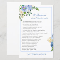 Editable 20 Questions about Parents Baby Shower | Zazzle