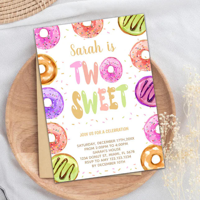 Editable 2nd Birthday Party Invite for Girls | Zazzle