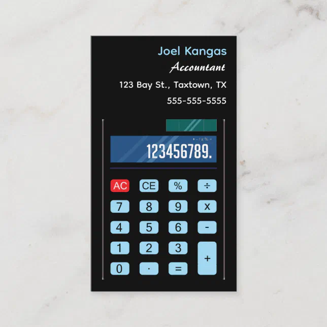 Editable Accountant Calculator Business Card | Zazzle