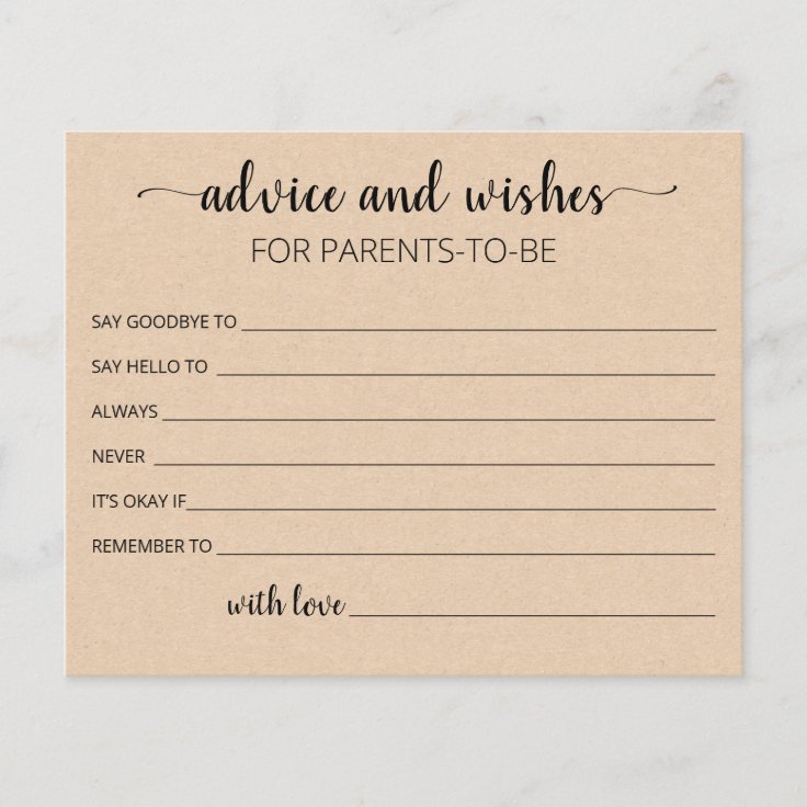 Editable Advice and Wishes for parents to be card | Zazzle