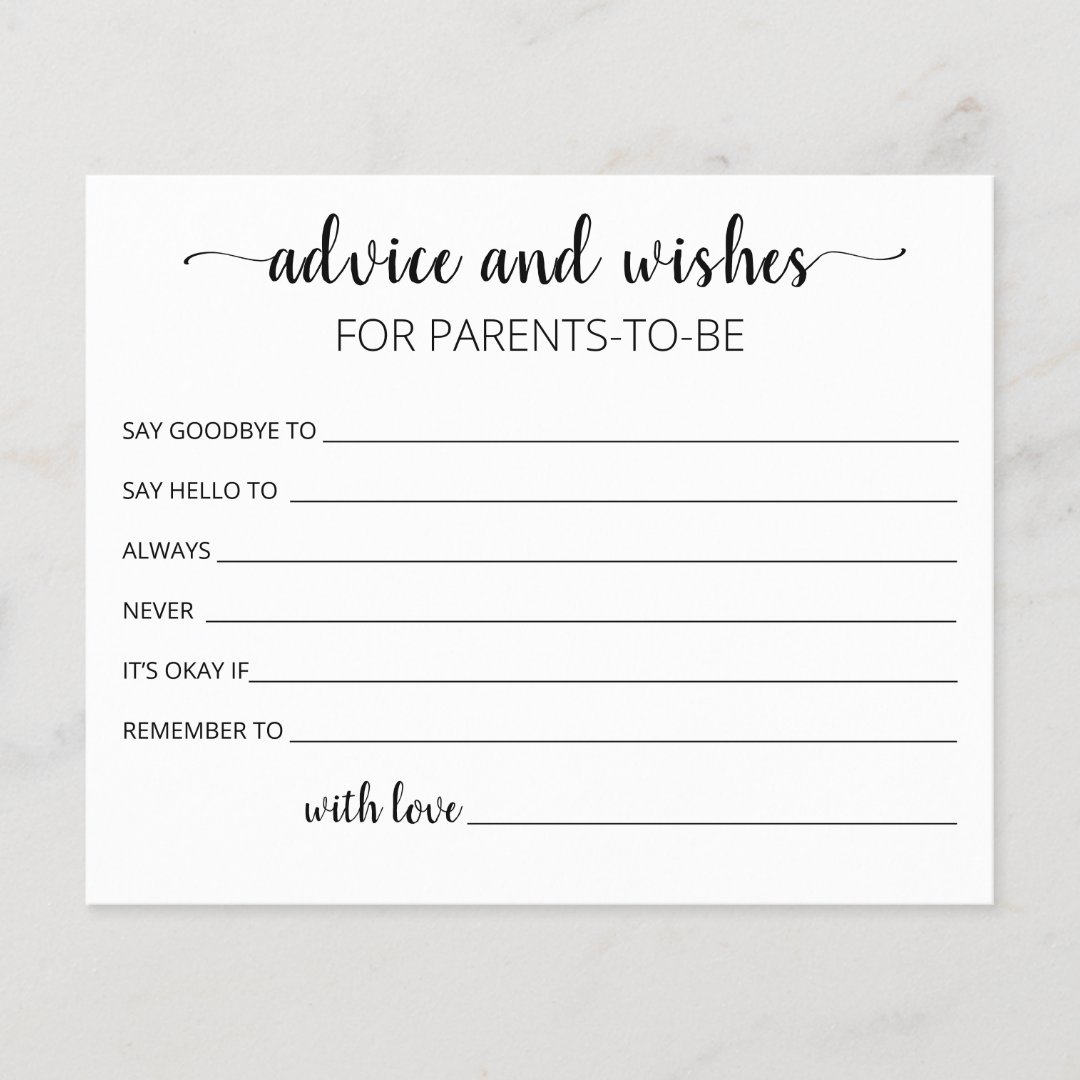 Editable Advice and Wishes for parents to be card | Zazzle