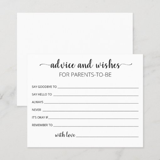 Editable Advice and Wishes for parents to be card | Zazzle
