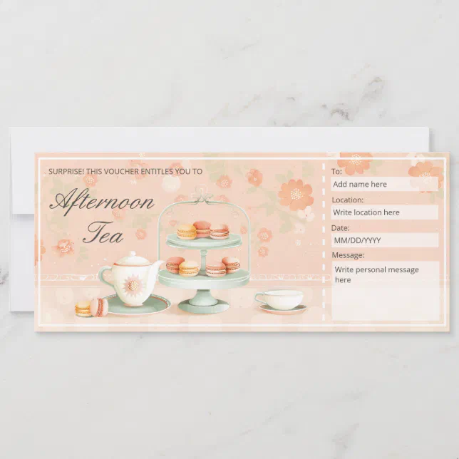 Editable Afternoon Tea Gift Certificate Template | Zazzle