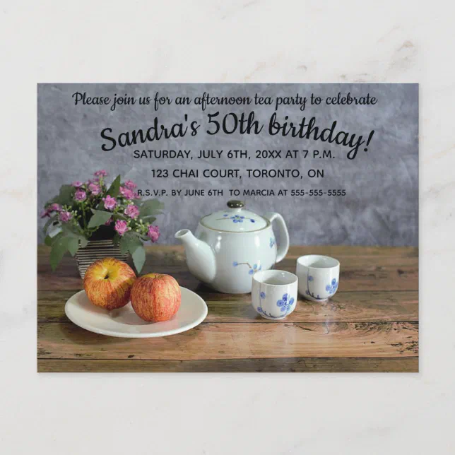 Editable AfternoonTea Party Invitation Postcard | Zazzle