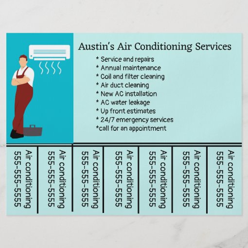 Editable Air Conditioning Service Phone Number Flyer | Zazzle