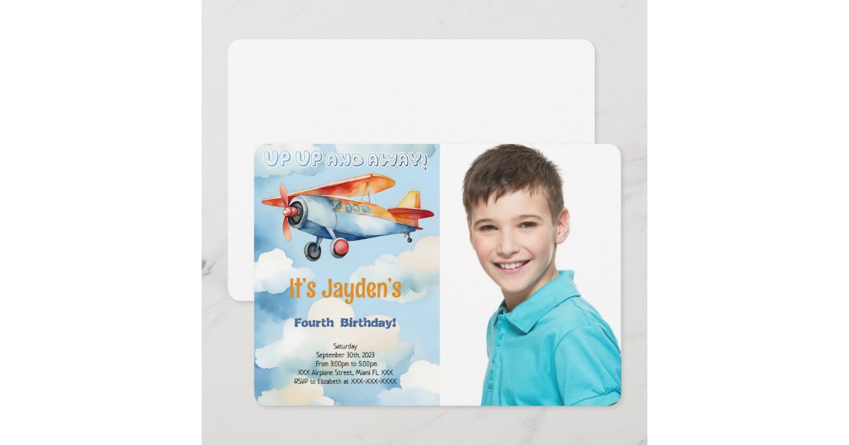 Editable Airplane Birthday Party Photo Invitation | Zazzle