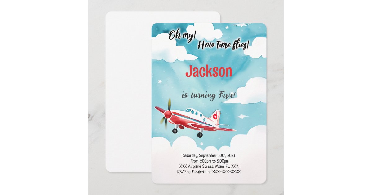 Editable Airplane Kids Birthday Party Invitation | Zazzle