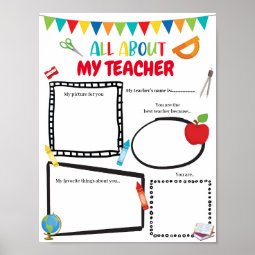 Editable All about my Teacher template Poster | Zazzle