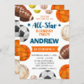 Editable All Star Sports Birthday Invitation | Zazzle