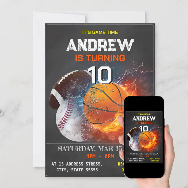 Editable All Star Sports Birthday Invitation | Zazzle