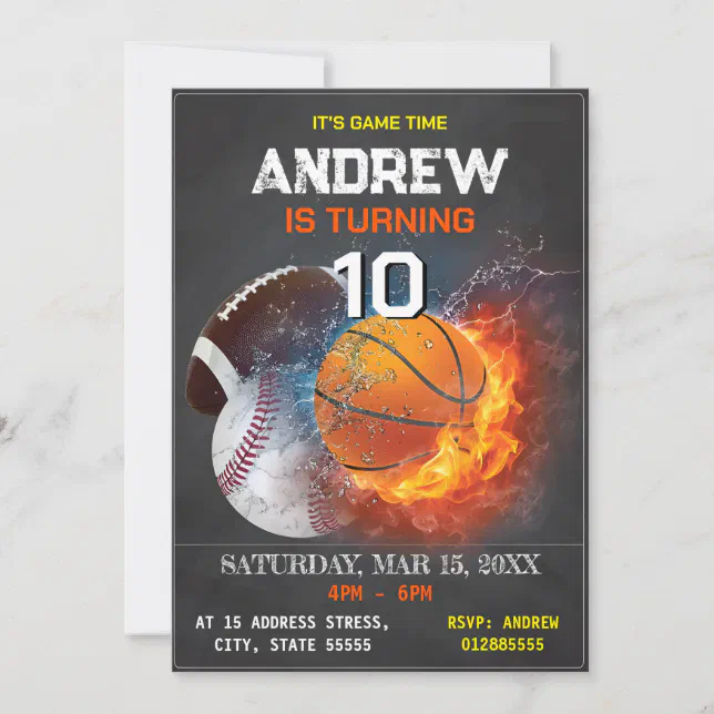 Editable All Star Sports Birthday Invitation | Zazzle