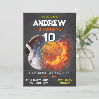 Editable All Star Sports Birthday Invitation | Zazzle