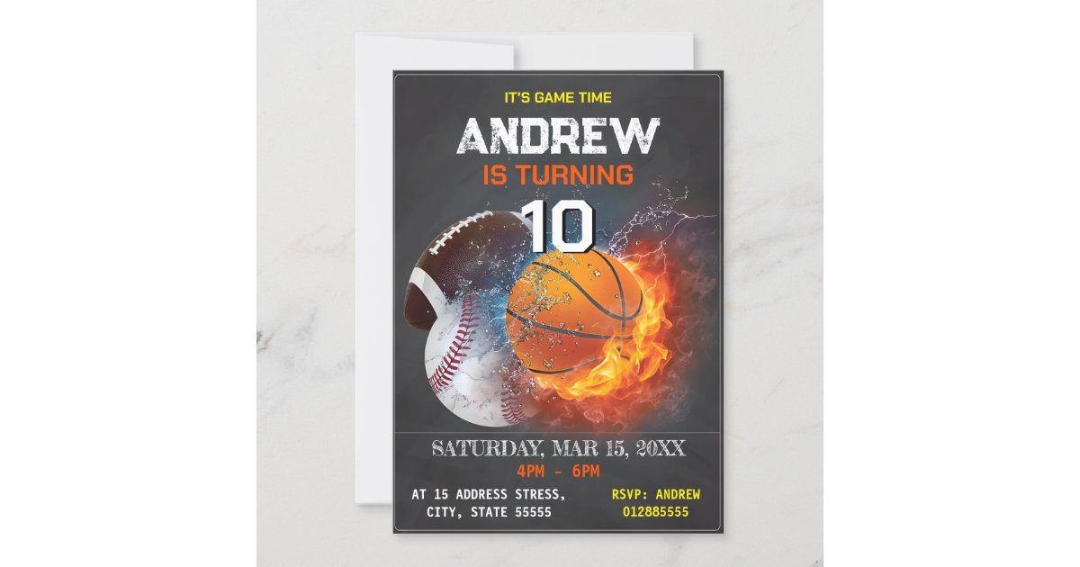 Editable All Star Sports Birthday Invitation | Zazzle