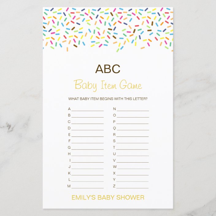 Editable Alphabet Baby Item Baby Shower Game | Zazzle.com