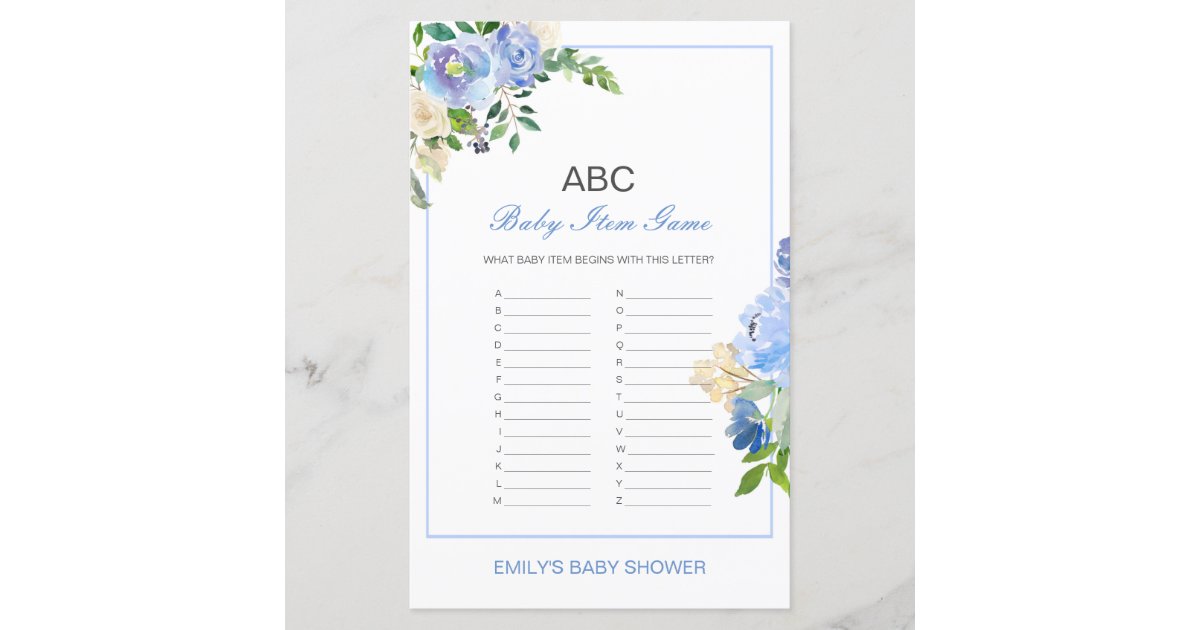 Editable Alphabet Baby Item Baby Shower Game | Zazzle