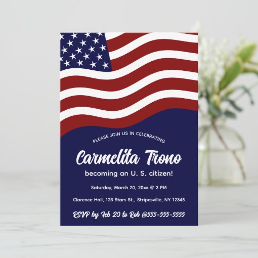 Editable American Flag Citizenship Party Invitation | Zazzle