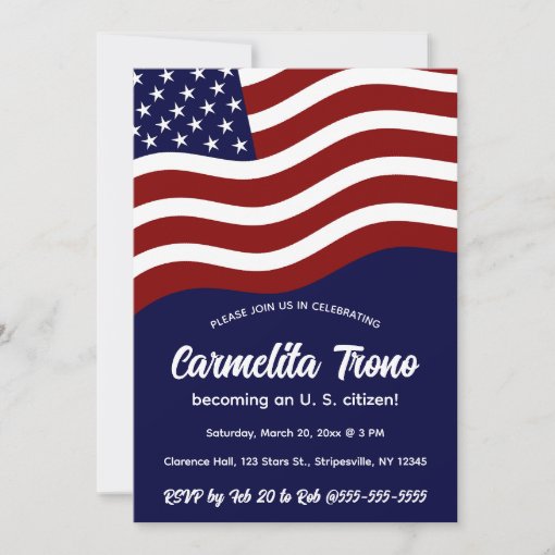 Editable American Flag Citizenship Party Invitation | Zazzle
