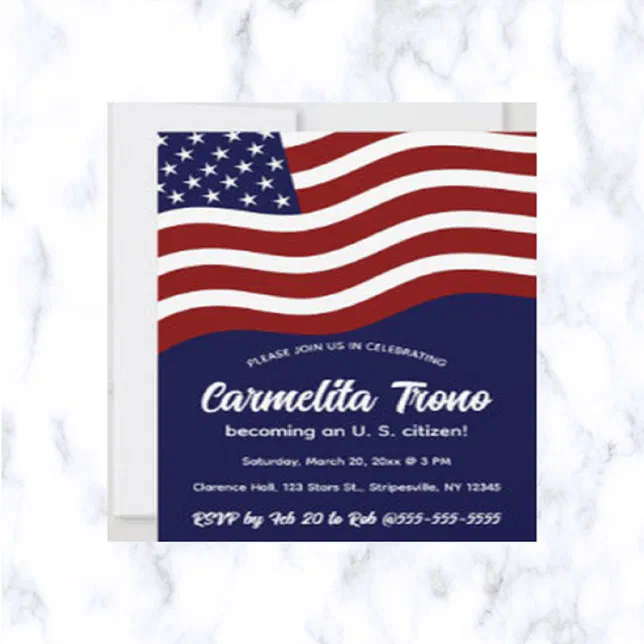 Editable American Flag Citizenship Party Invitation | Zazzle