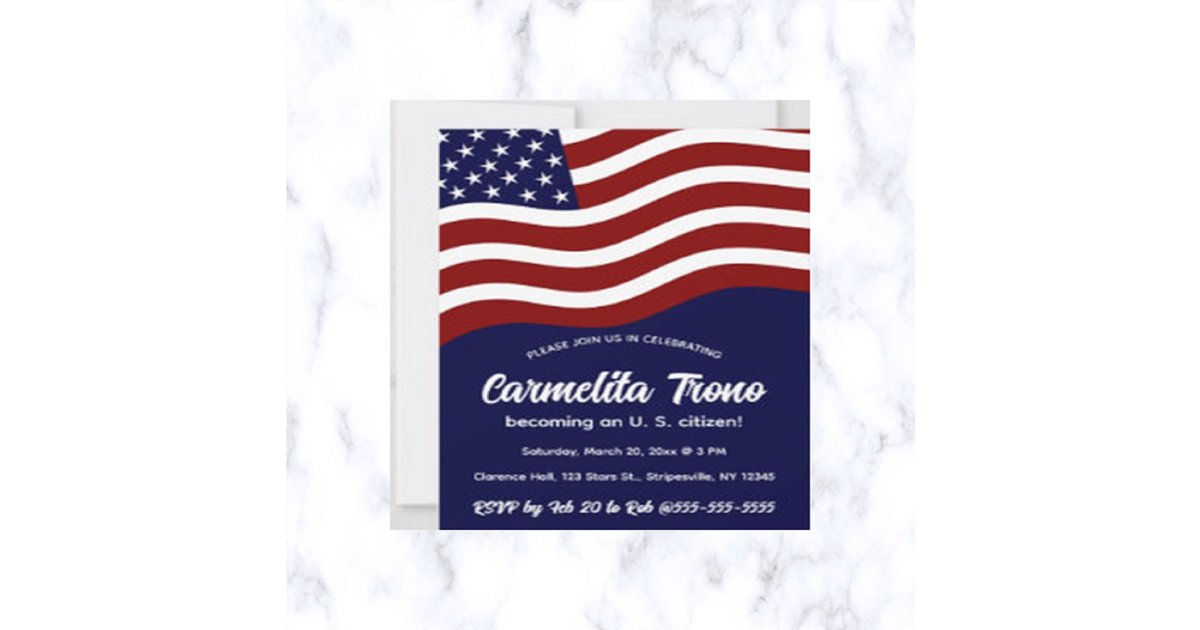 Editable American Flag Citizenship Party Invitation | Zazzle
