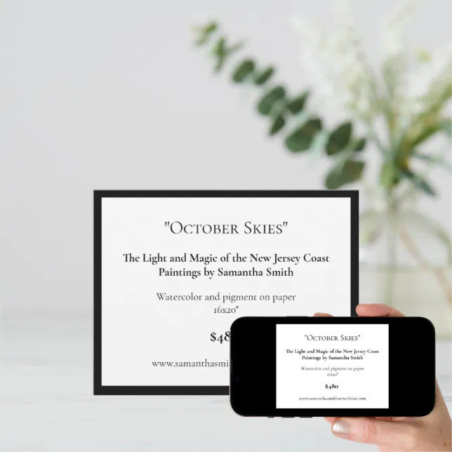 Editable Art Exhibition Display Cards Art Labels | Zazzle