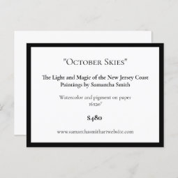 Editable Art Exhibition Display Cards Art Labels | Zazzle