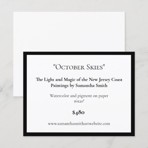 Editable Art Exhibition Display Cards Art Labels | Zazzle