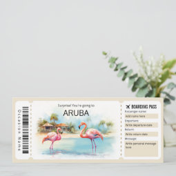 Editable Aruba Plane ticket Boarding Pass Invitation | Zazzle