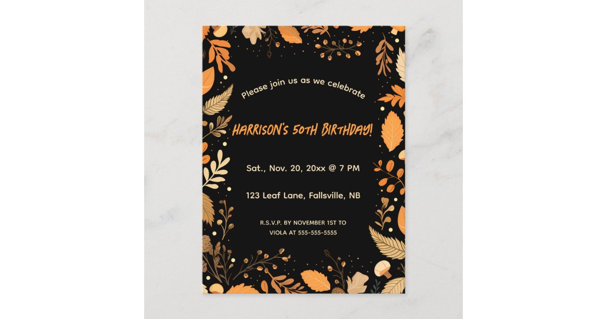 Editable Autumn Birthday Invitation | Zazzle