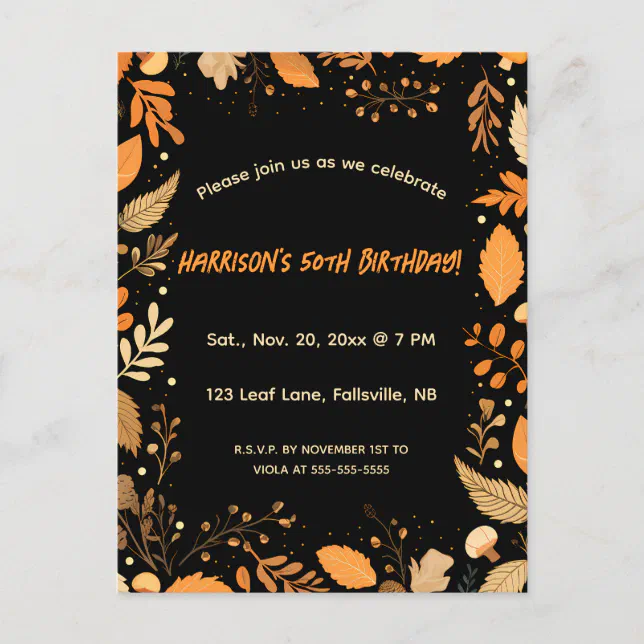Editable Autumn Birthday Invitation | Zazzle