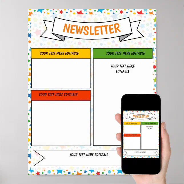 Editable Back to School Newsletter Template Poster | Zazzle