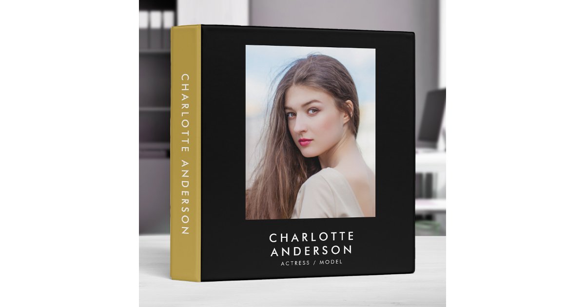 Editable Background Color Actor Model Portfolio 3 Ring Binder | Zazzle