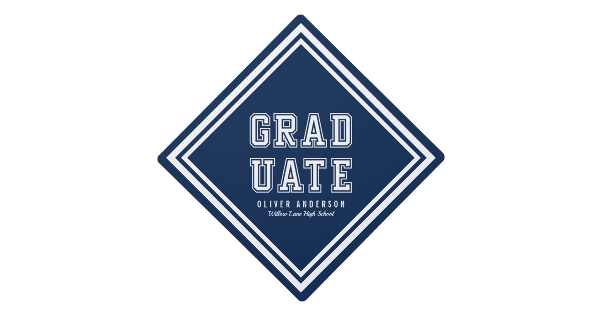 Editable Background Color Varsity Graduate Graduation Cap Topper ...